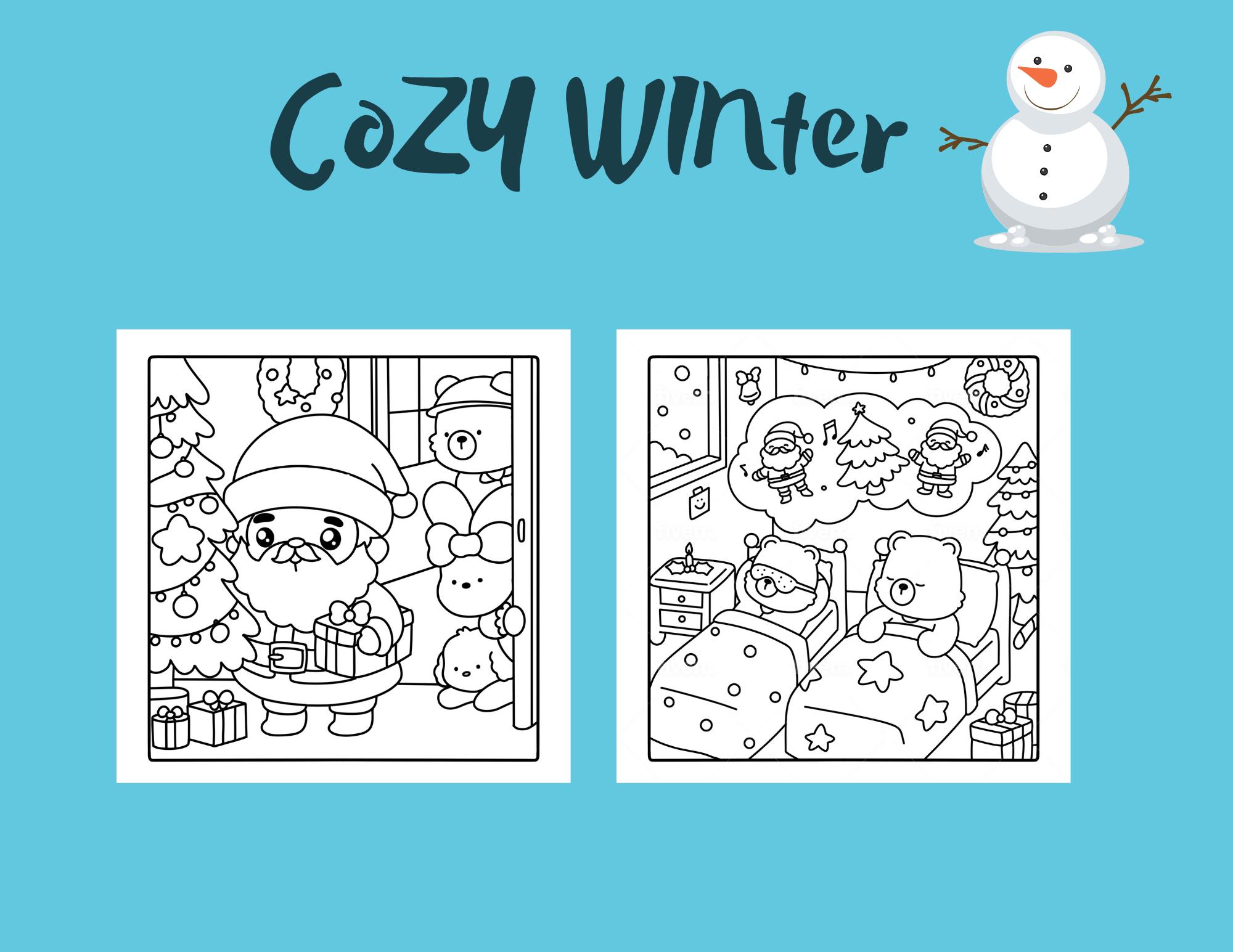Winter Themed Christmas Coloring Pages - Etsy