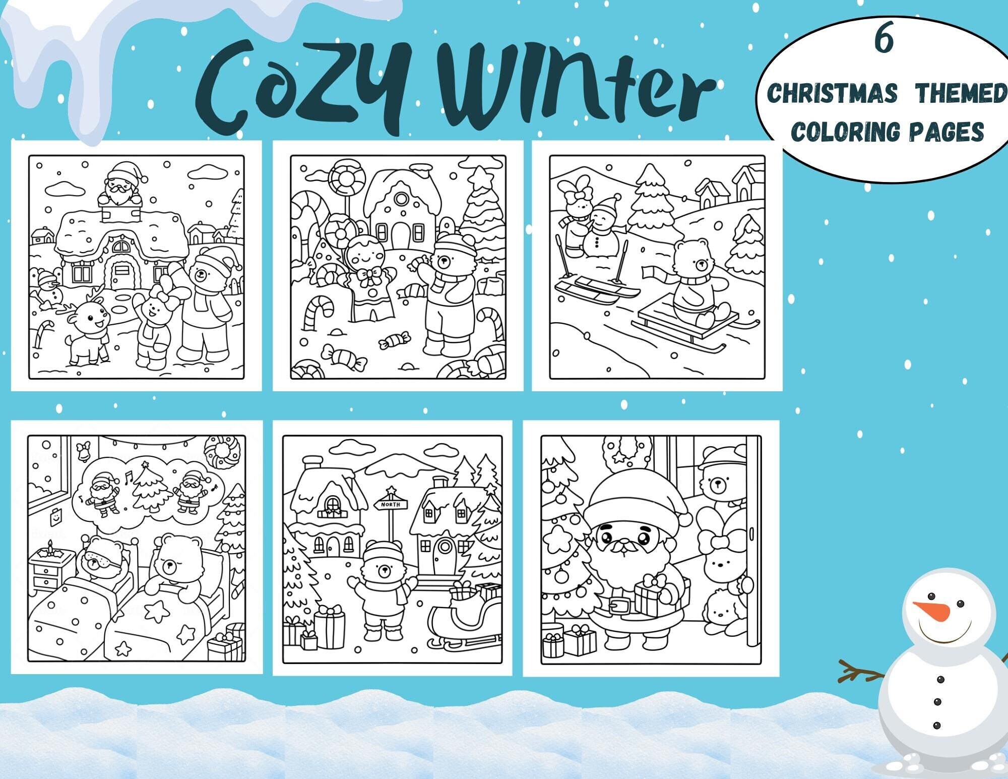 Winter Themed Christmas Coloring Pages - Etsy
