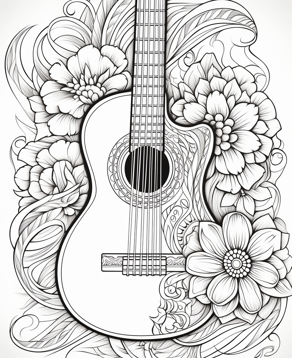 Coloring Pages, Set of 20 Different Pages, Musical Instruments Coloring ...