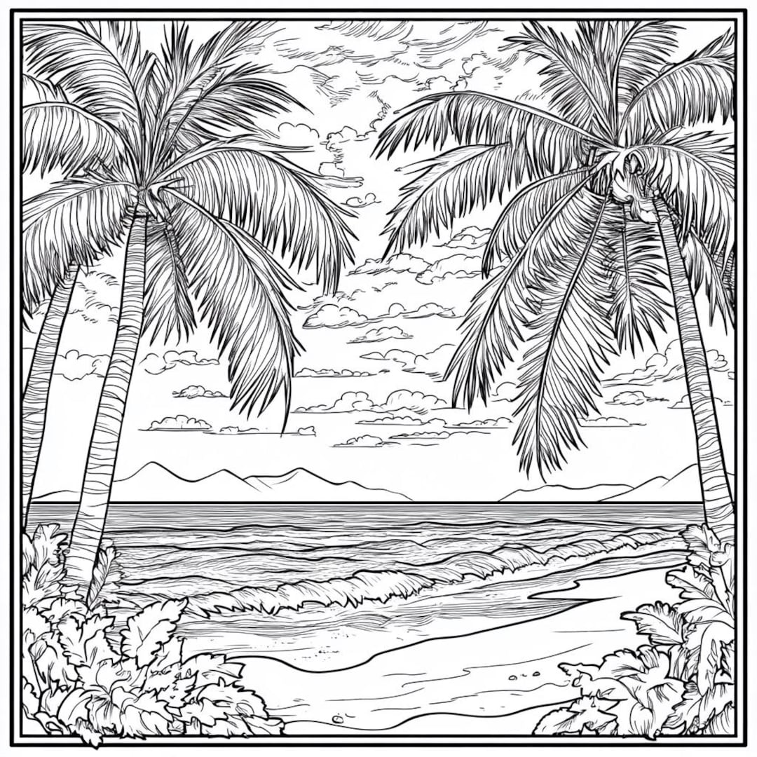 20 Beach Sunset Coloring Pages Coloring Pages Paintings to Decorate - Etsy