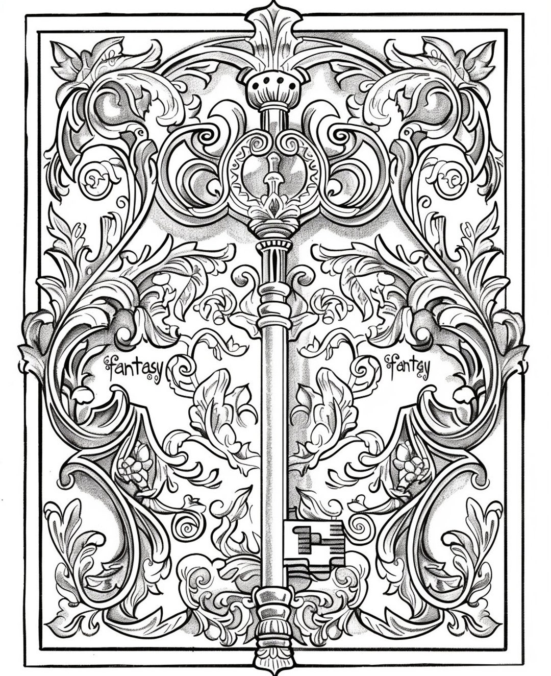 Fantasy Magic Keys Coloring Pages – 20 Digital Drawings in PNG ...