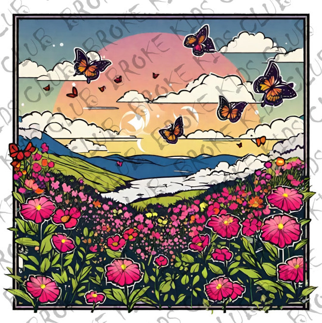 Peaceful Butterflies and Flower Field- Butterfly Garden - Etsy