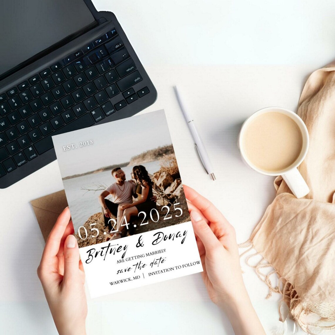 Save the Date Template With Photo Digital Download editable Download - Etsy