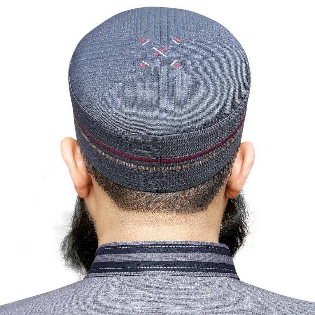 GREYISH BLUE Mens Premium Islamic Prayer Cap, Turban, Kufi Muslim. - Etsy