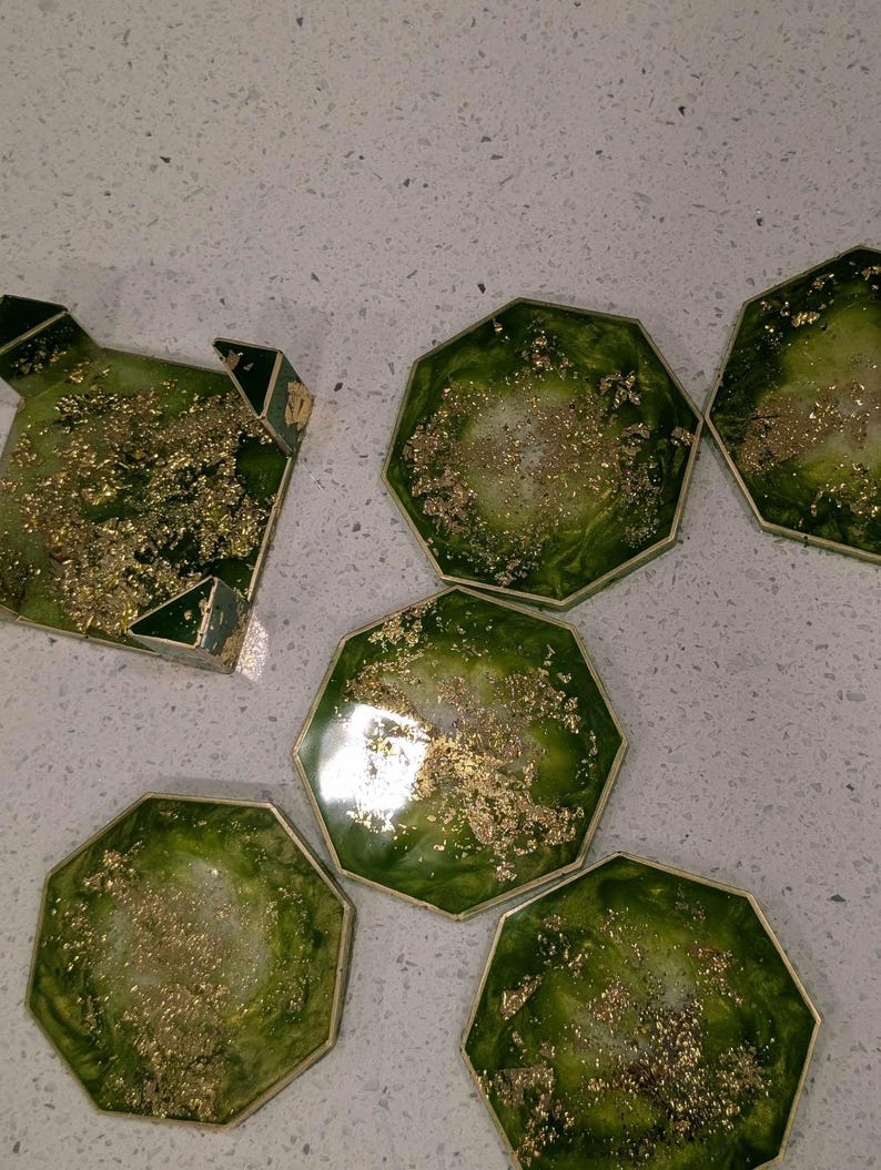 Jade Inspired Resin Coaster Set - Elegant Home Decor - Etsy