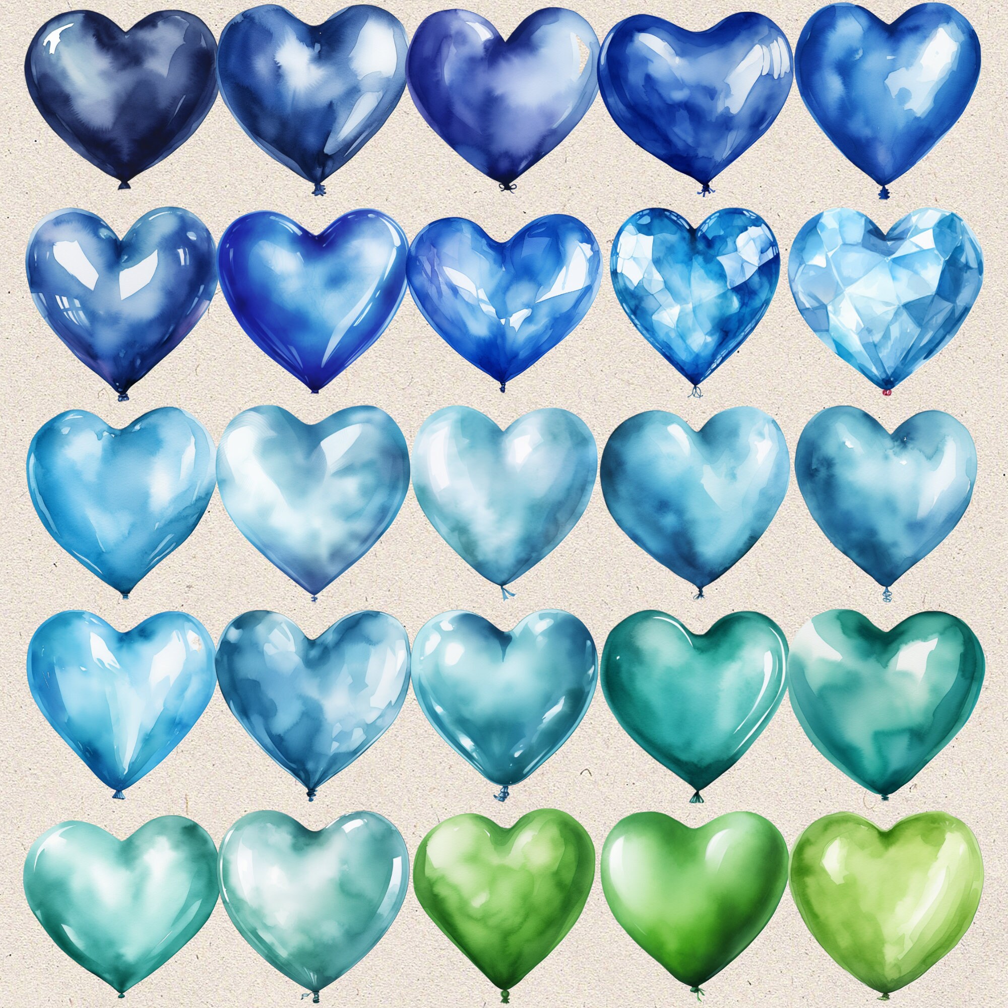 Watercolor Heart Balloon Clipart Bundle, Balloon PNG, Valentines ...