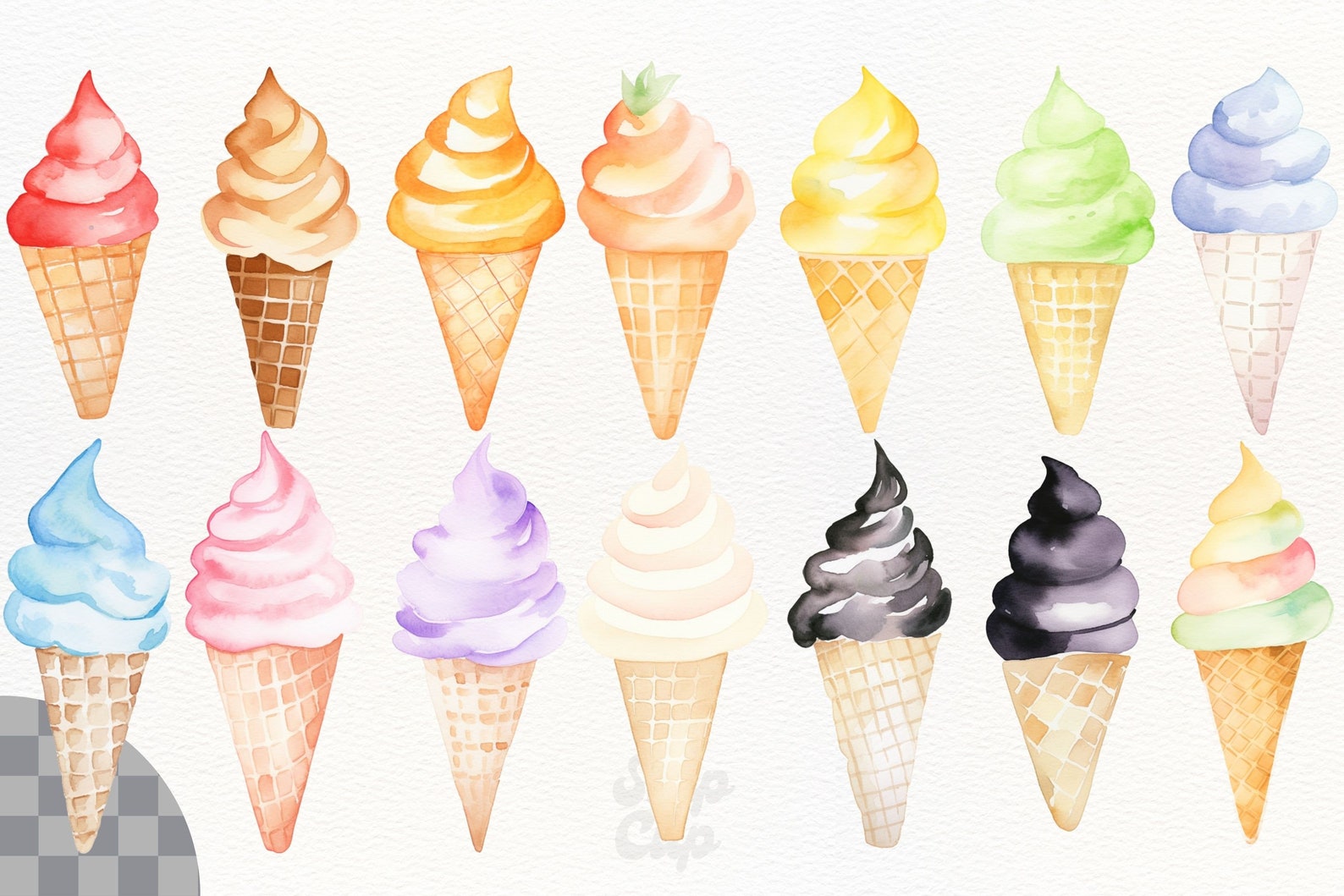 Watercolor Icecream Clipart Ice Cream Cone PNG, Summer Clip Art ...