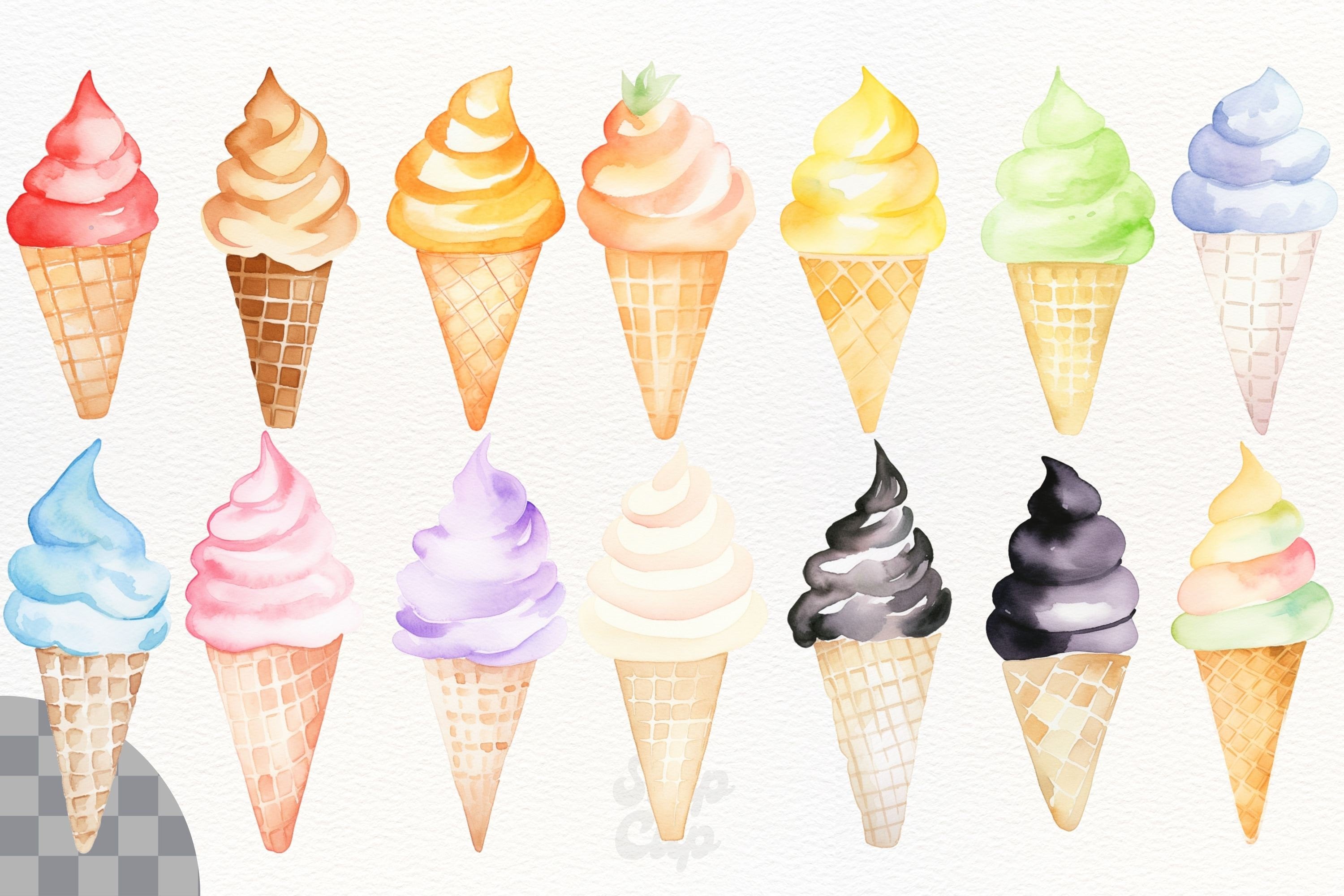 Watercolor Icecream Clipart Ice Cream Cone PNG, Summer Clip Art ...