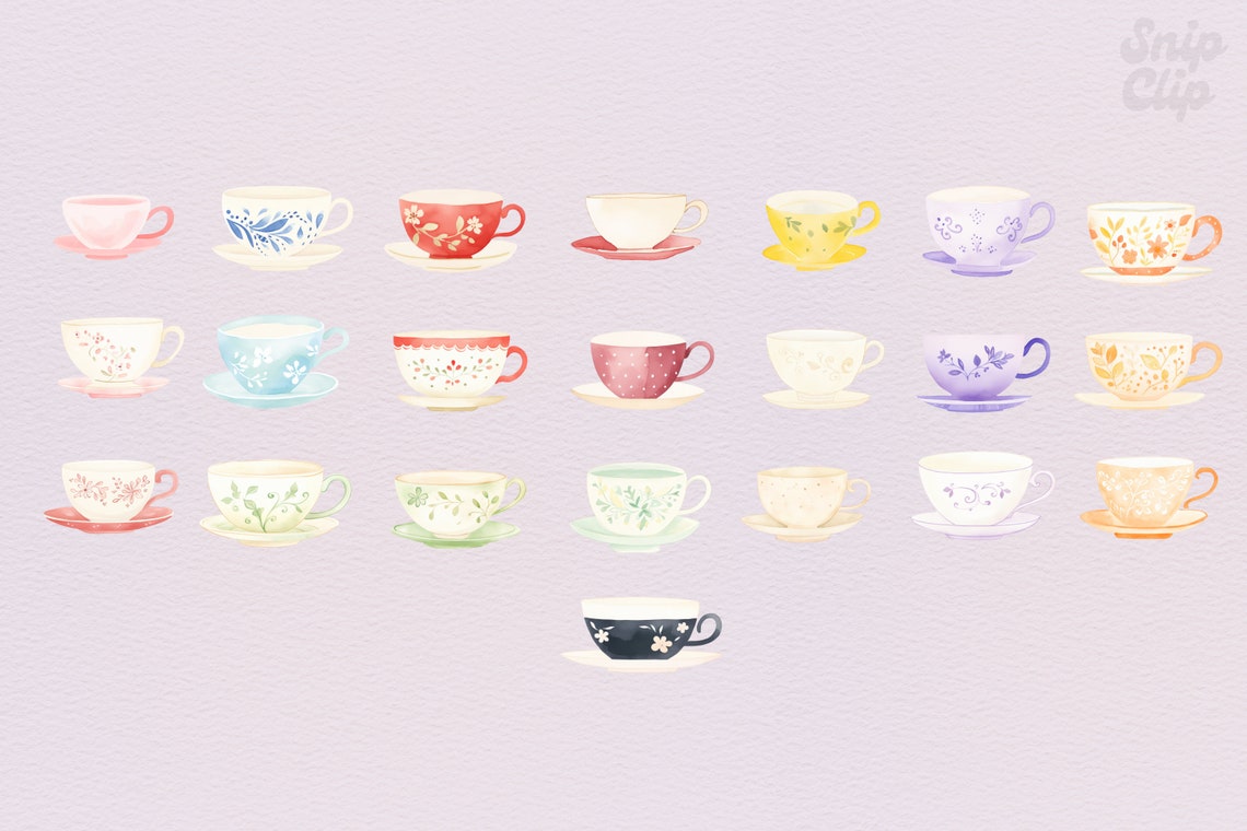 Cute Tea Party Clipart Watercolor Tea Set, Teacup & Teapot Clip Art ...