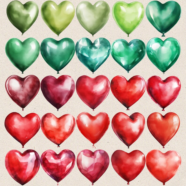 Watercolor Heart Balloon Clipart Bundle, Balloon PNG, Valentines ...