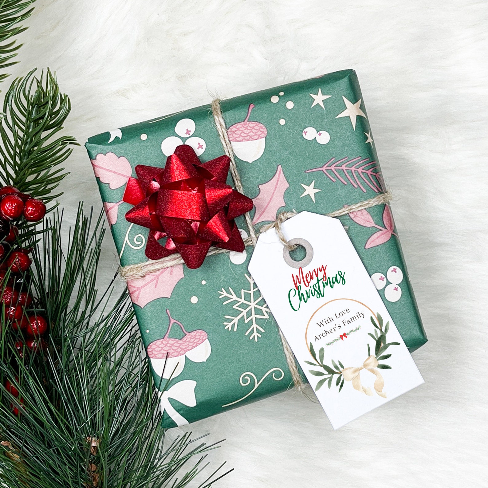 Printable Merry Christmas Gift Tag PNG PDF, Christmas Holiday Labels ...