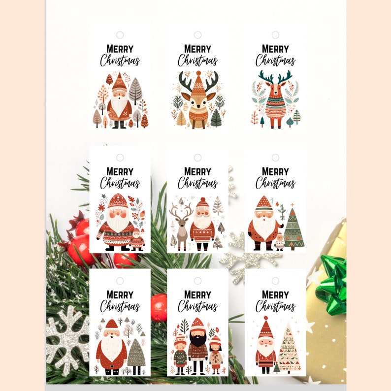 Printable Merry Christmas Gift Tag, Santa Holiday Labels Download ...