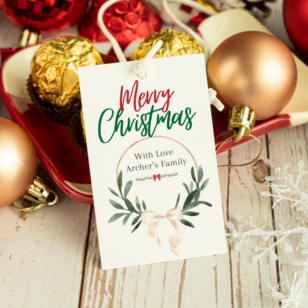 Printable Merry Christmas Gift Tag PNG PDF, Christmas Holiday Labels ...