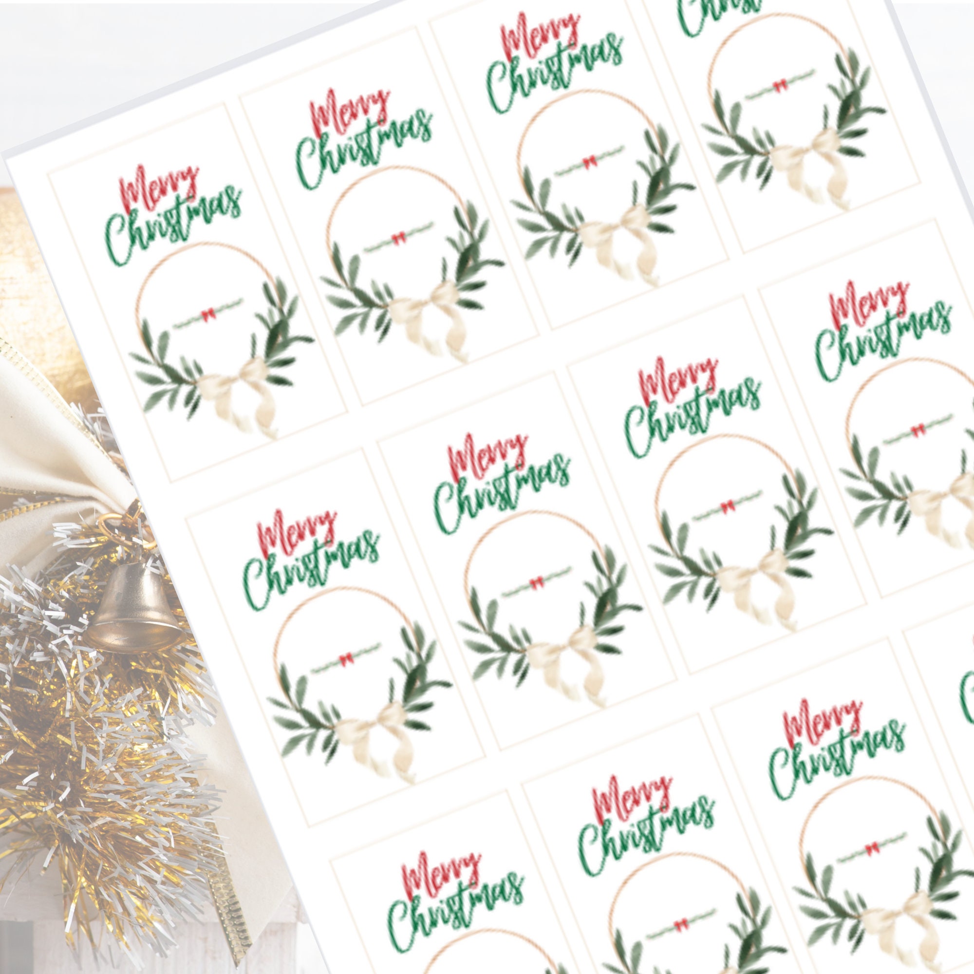 Printable Merry Christmas Gift Tag PNG PDF, Christmas Holiday Labels ...