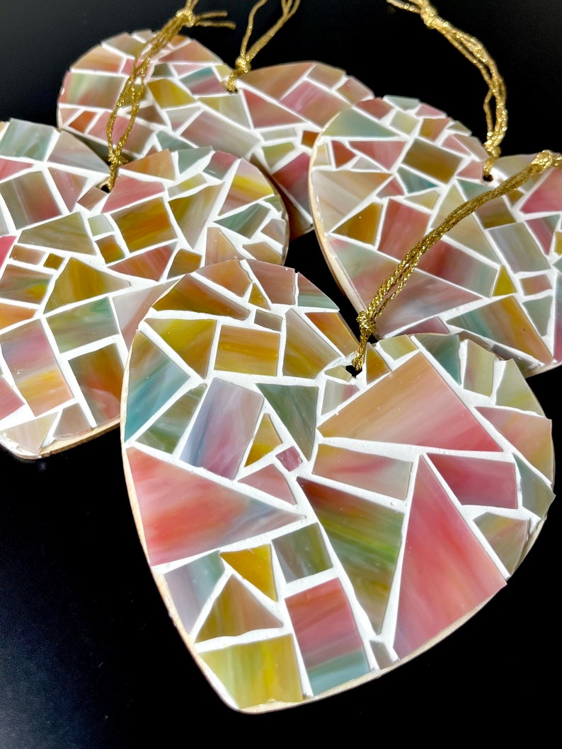 Heart Handmade Glass Mosaic Christmas Ornament - Etsy