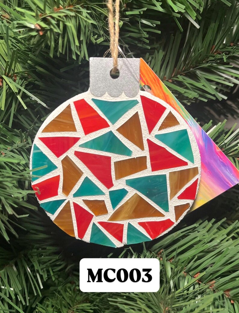 Circle Handmade Glass Mosaic Christmas Ornament Multicolor - Etsy