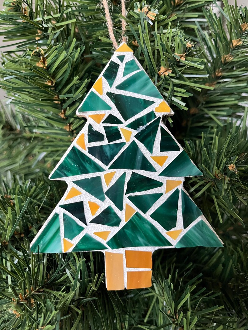 Tree With Lights Handmade Glass Mosaic Christmas Ornament - Etsy