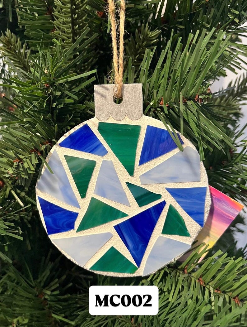 Circle Handmade Glass Mosaic Christmas Ornament Multicolor - Etsy