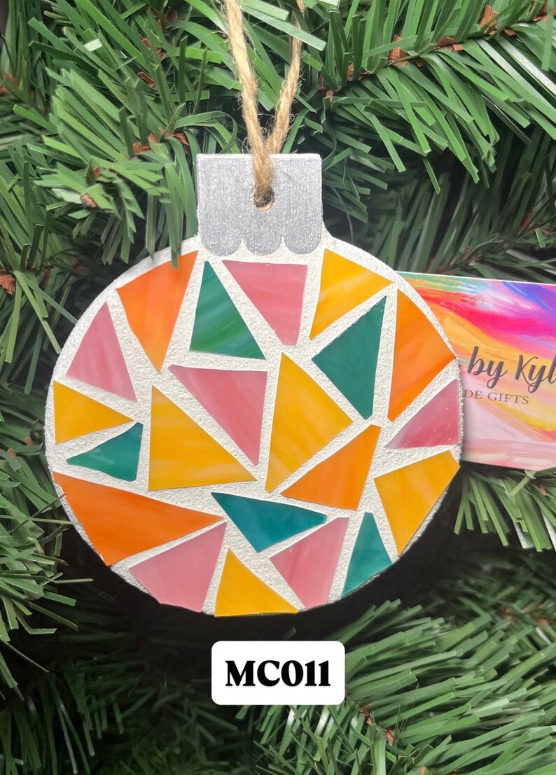 Circle Handmade Glass Mosaic Christmas Ornament Multicolor - Etsy