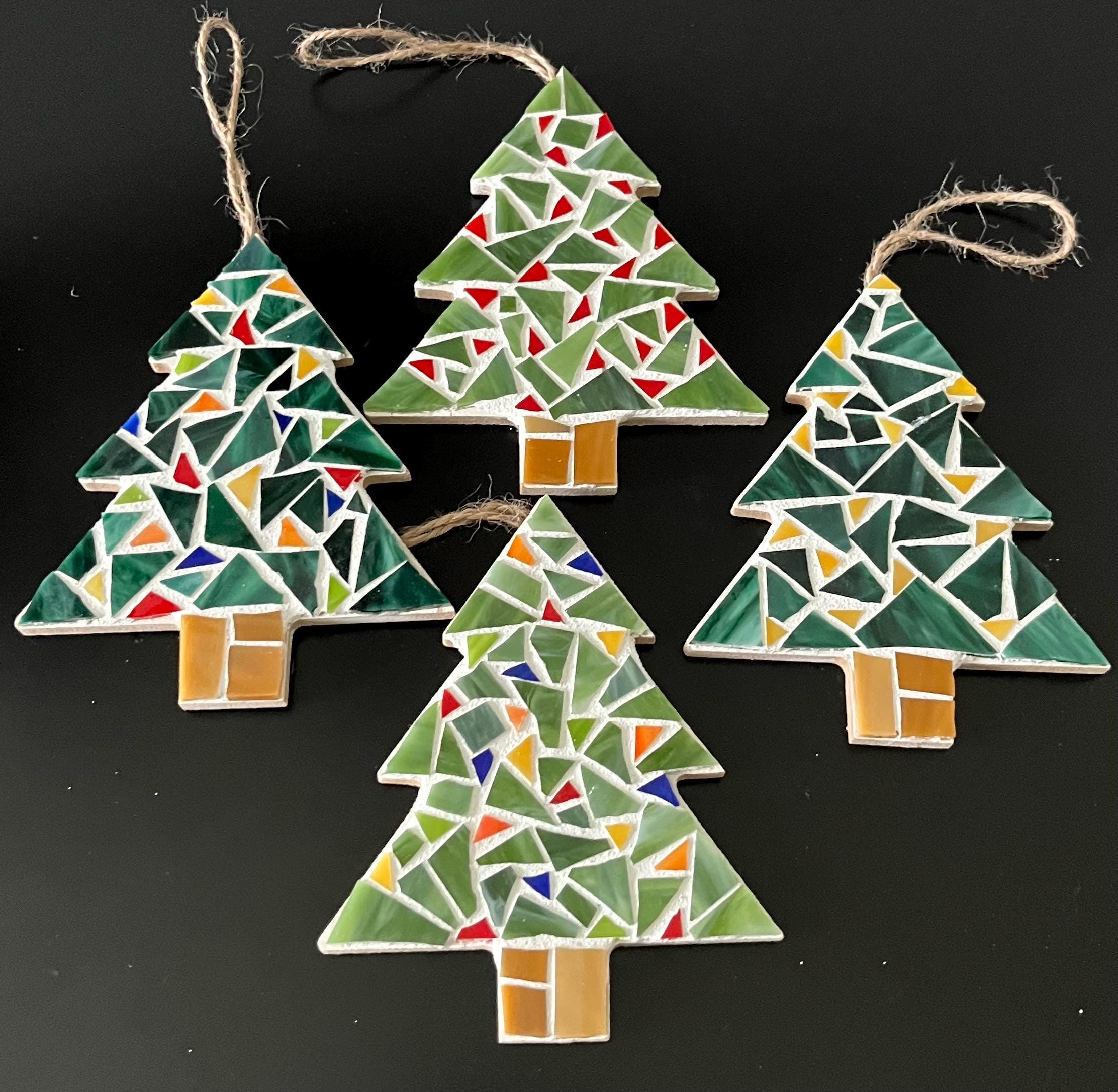 Tree With Lights Handmade Glass Mosaic Christmas Ornament - Etsy