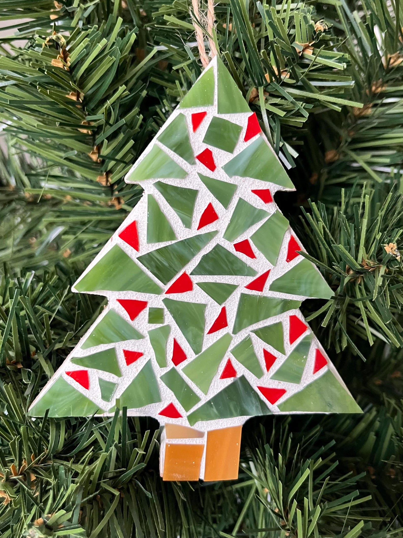 Tree With Lights Handmade Glass Mosaic Christmas Ornament - Etsy