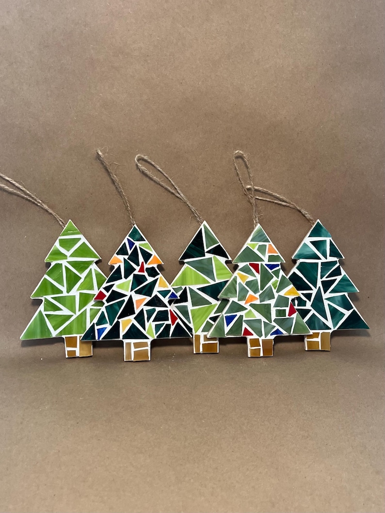 Tree Handmade Glass Mosaic Christmas Ornament Multicolor - Etsy