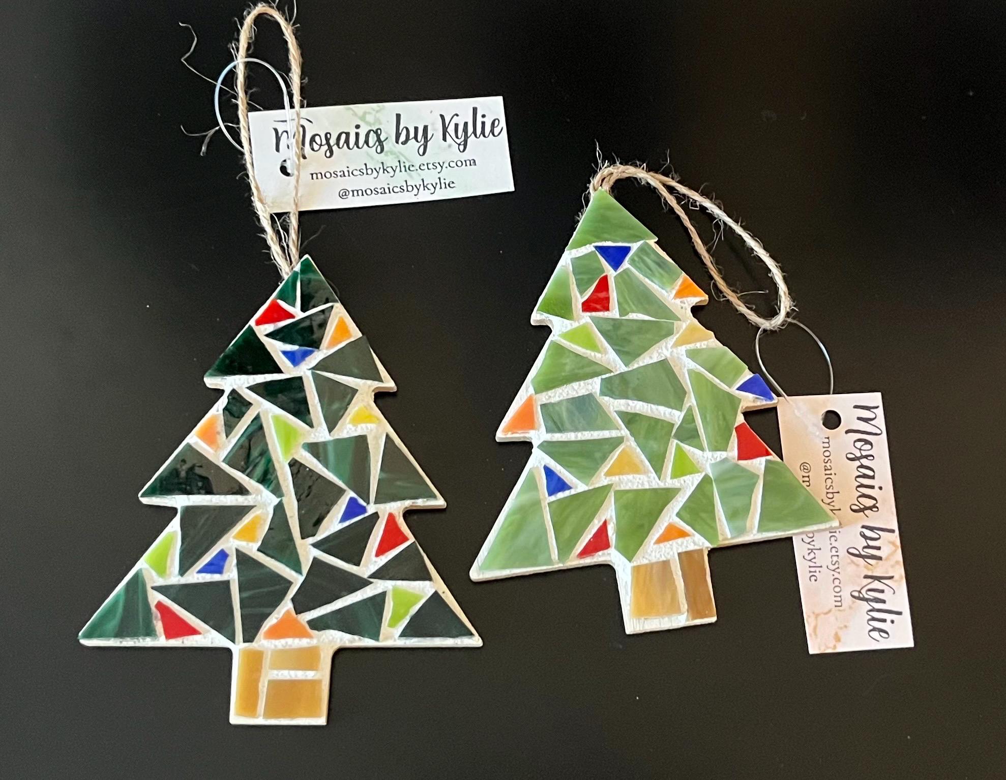 Tree With Lights Handmade Glass Mosaic Christmas Ornament - Etsy