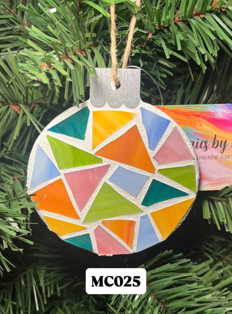 Circle Handmade Glass Mosaic Christmas Ornament Multicolor - Etsy