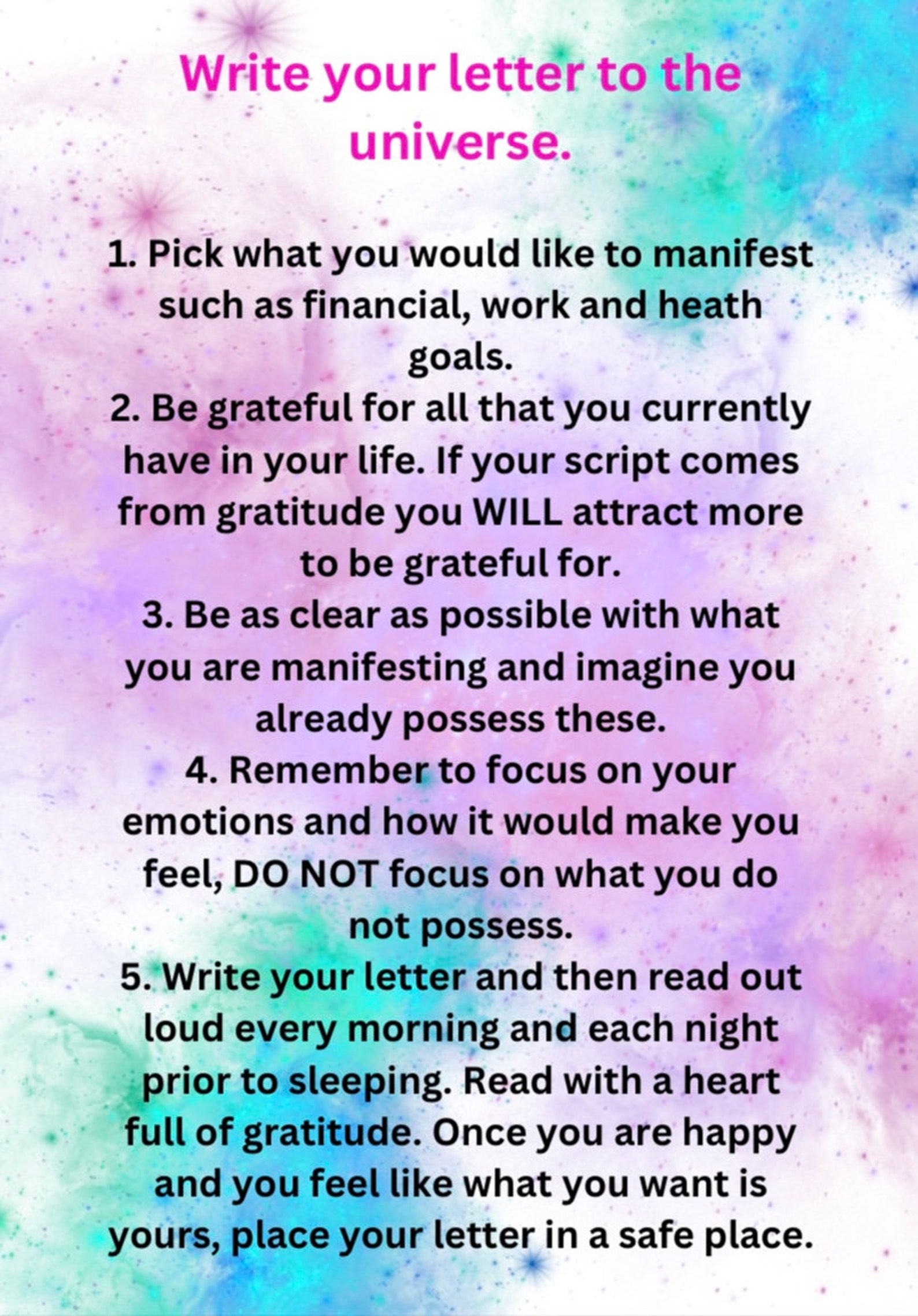 Letter to the Universe, Manifesting. - Etsy