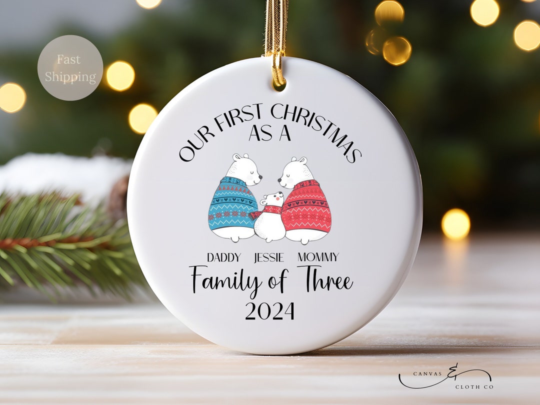 Personalized First Christmas as A Family of Three Ornament, Custom Gift ...