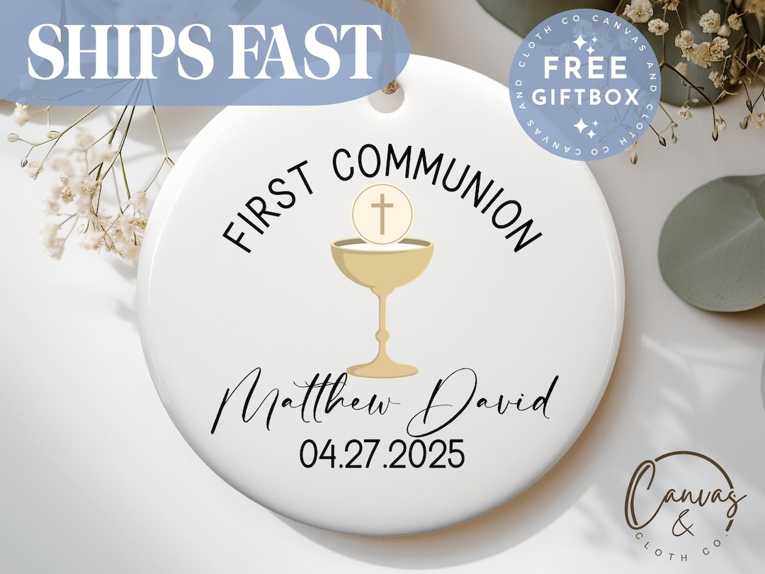 First Holy Communion Ornament Boy, Personalized Keepsake Gift for 1st ...