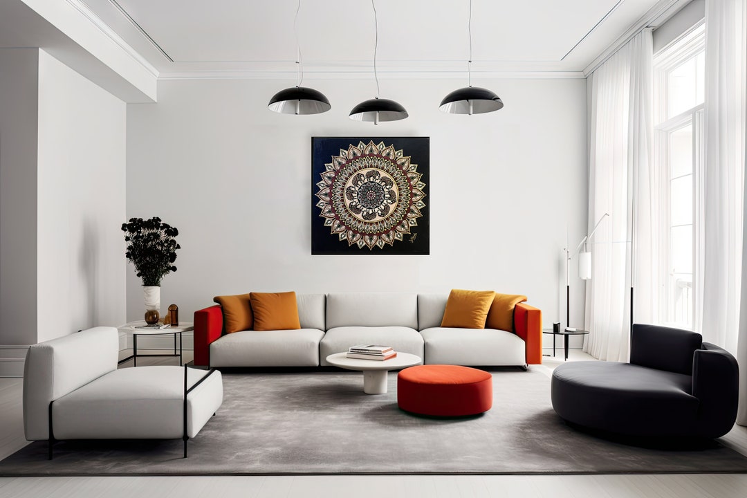 Mandala Painting Emotional Wellbeing - Oil on Canvas - 70x70cm - Etsy