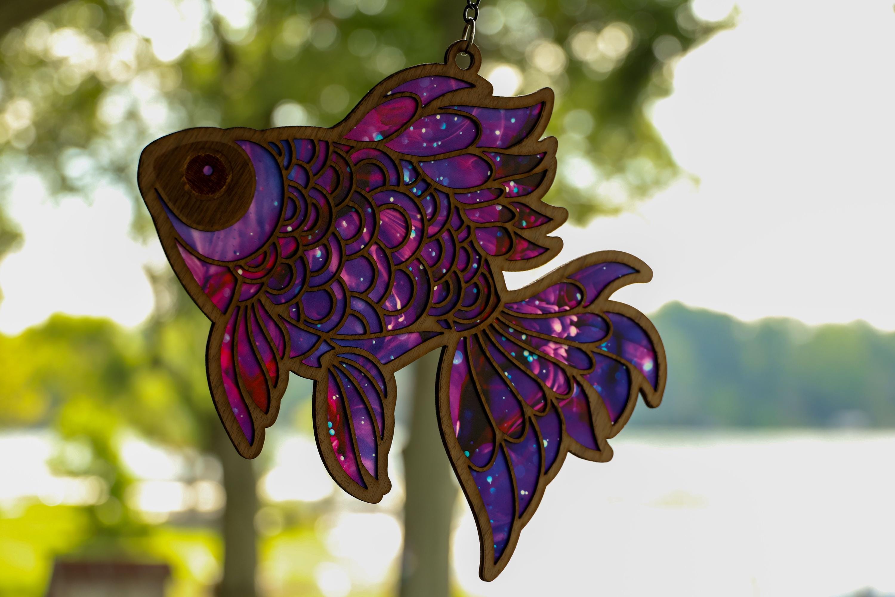 Goldfish Suncatcher: Stained Glass Effect, Ocean Theme Decor - Etsy