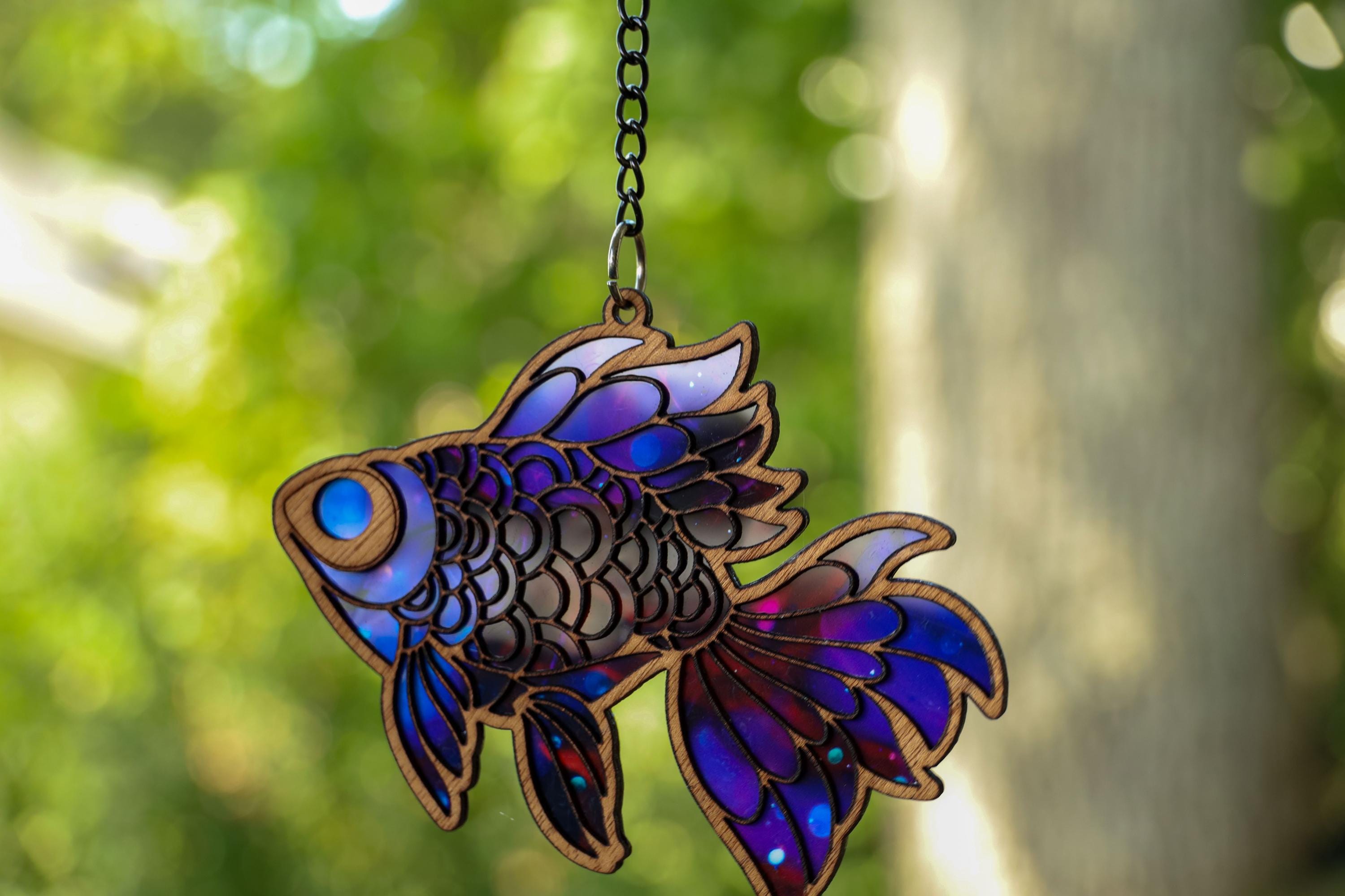 Goldfish Suncatcher Stained Glass Effect Window Decor Handmade Fish ...