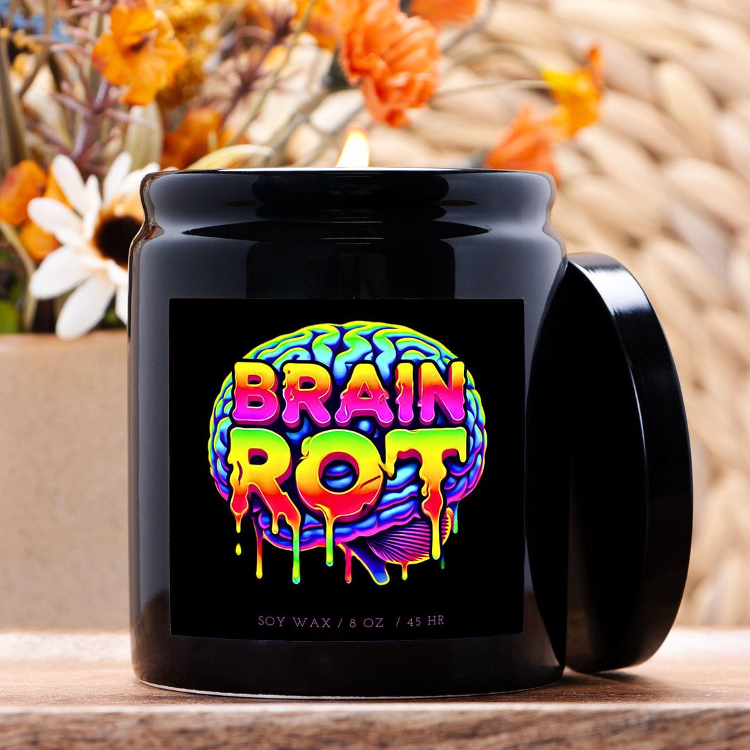 Black Ceramic Candle / Brain Rot Melting Design / Colorful Artistic ...