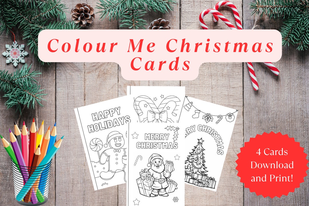 Colour in Christmas Cards Pack of 4 Cards | Kids Christmas Cards ...