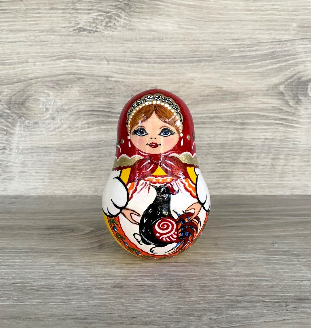 Roly Poly Musical Doll, Matryoshka Weeble Doll, Hand Painted Roly Poly ...
