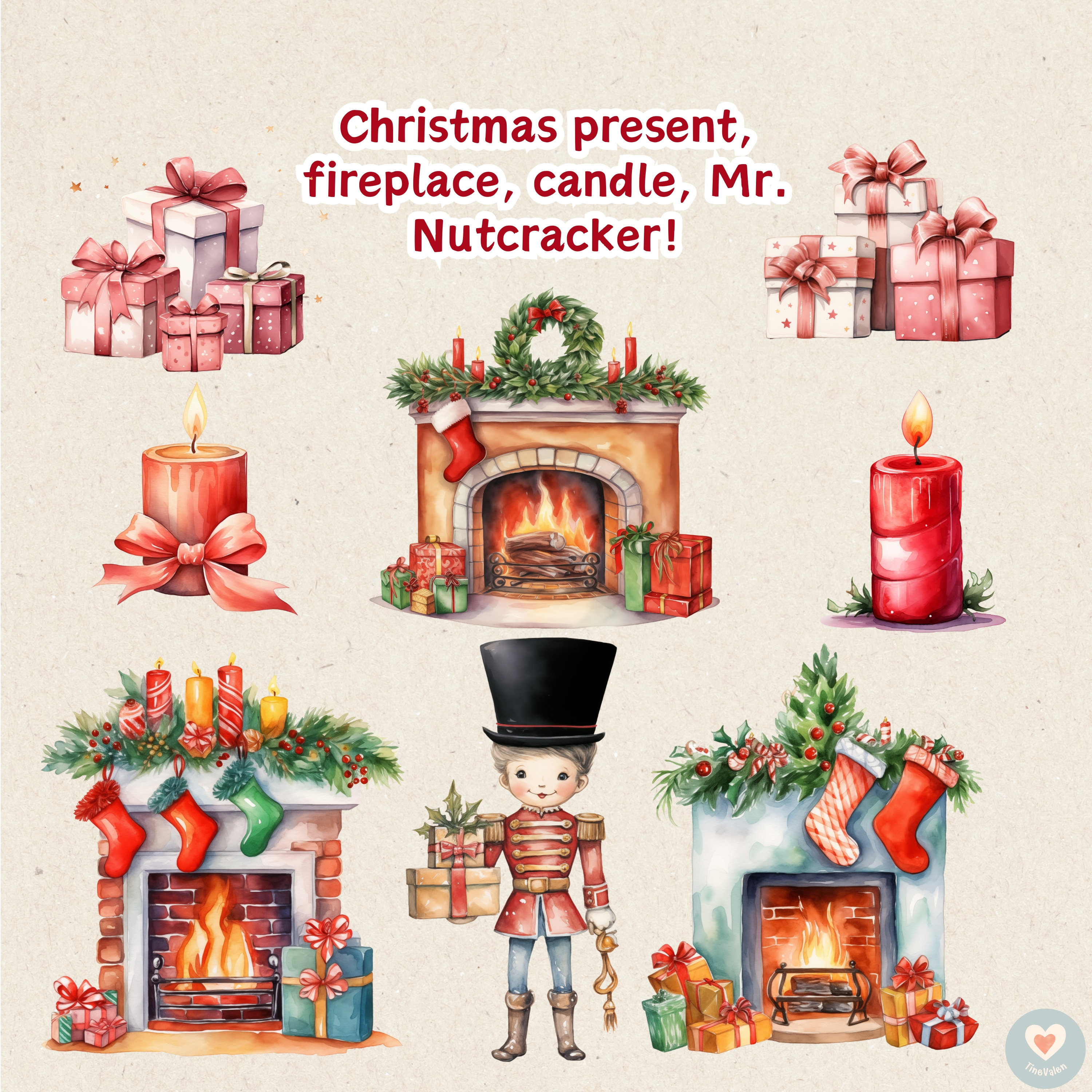 Christmas Characters Clip Art Bundles, Christmas Decoration Clip Art ...