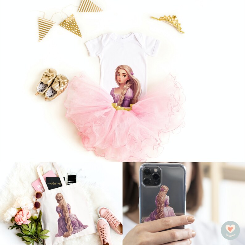 Rapunzel Inspired Clip Art in Sad and Lonely Mode Purple and Black ...