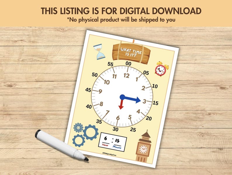 Printable Learning Clock | Montessori Homeschool Activity - Etsy