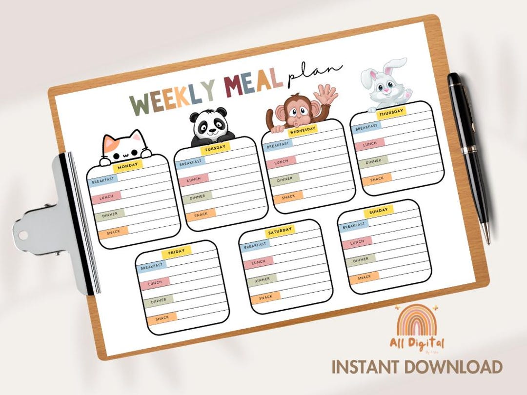 Meal Planner Printable Weekly Grocery List Printable Daily Grocery List ...