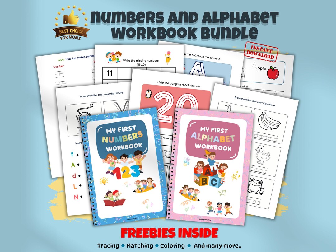 ABC and Numbers Workbook Bundle | Preschool Learning Activities - Etsy UK