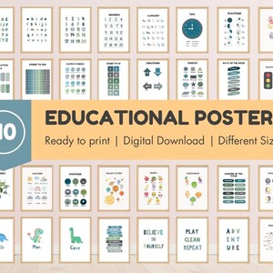 Set of 40 Educational Posters Homeschool Printable Montessori Classroom ...