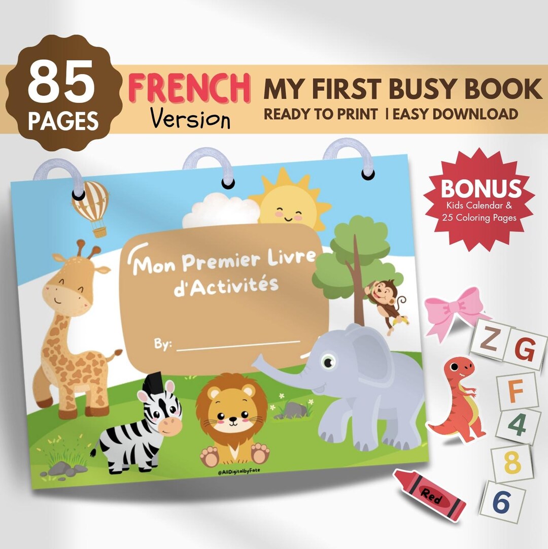 French Toddler Learning Binder: Preschool Activities (digital Download ...