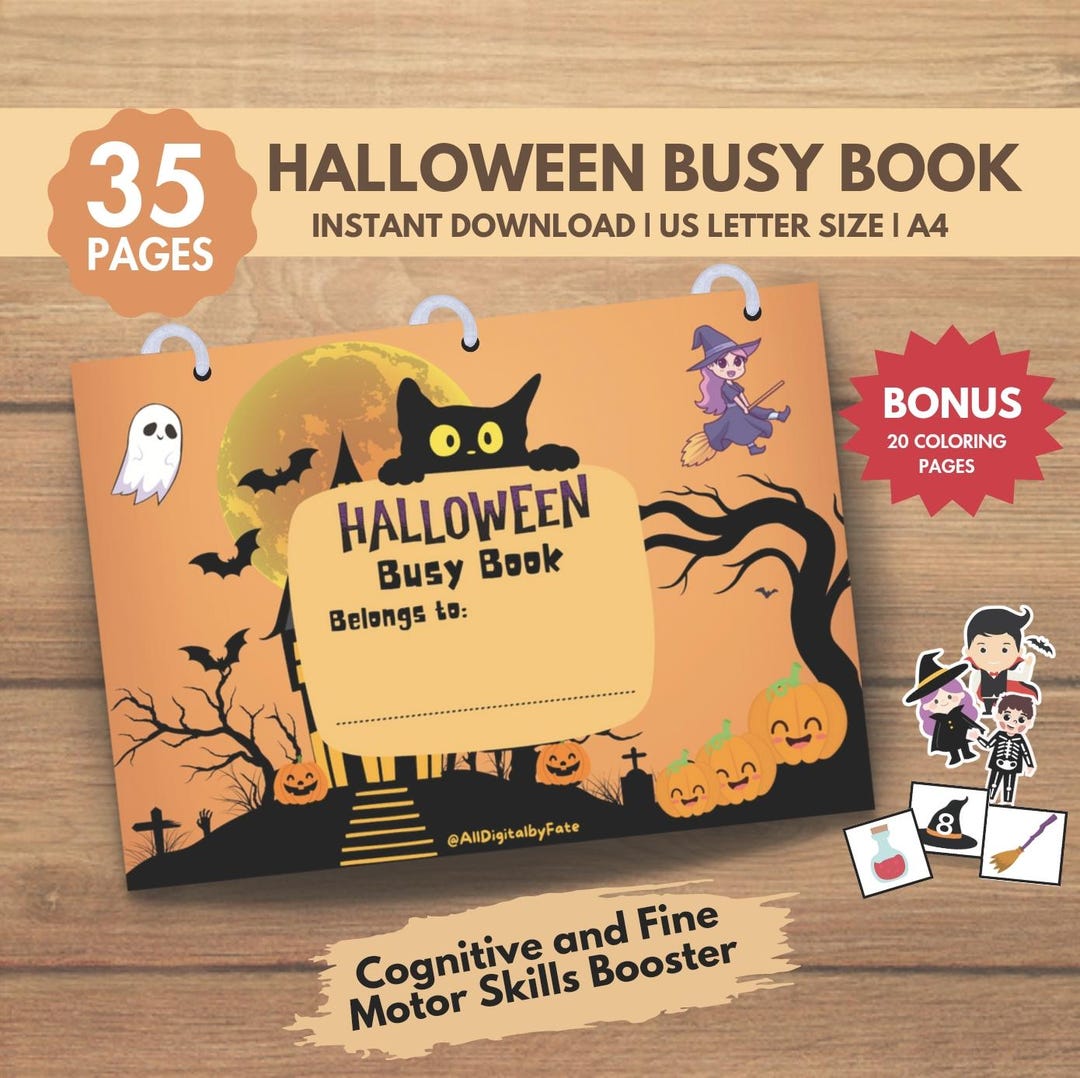 Halloween Busy Book Printable for Kids Toddler Activities Homeschool ...