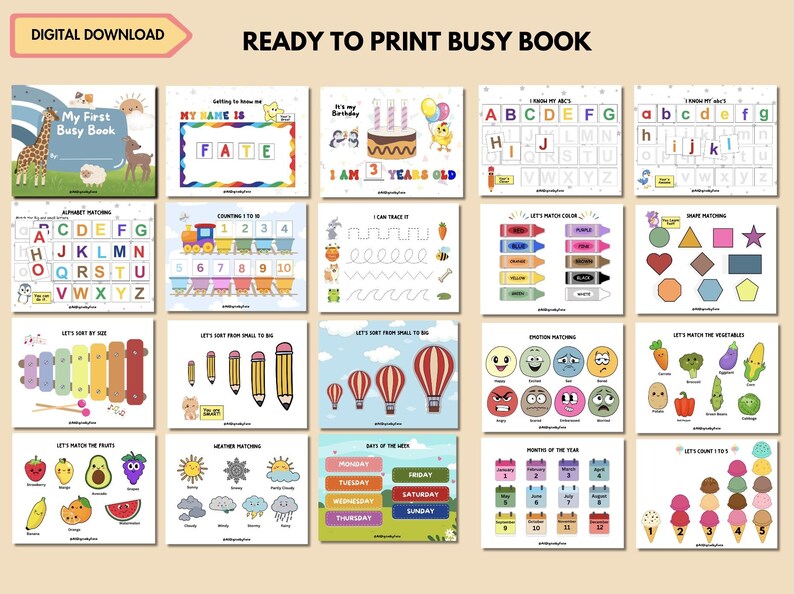 Busy Book for Toddlers | Preschool Learning Binder | Homeschool ...