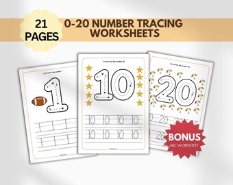 Number Tracing Worksheets for Preschool & Kindergarten Activities ...