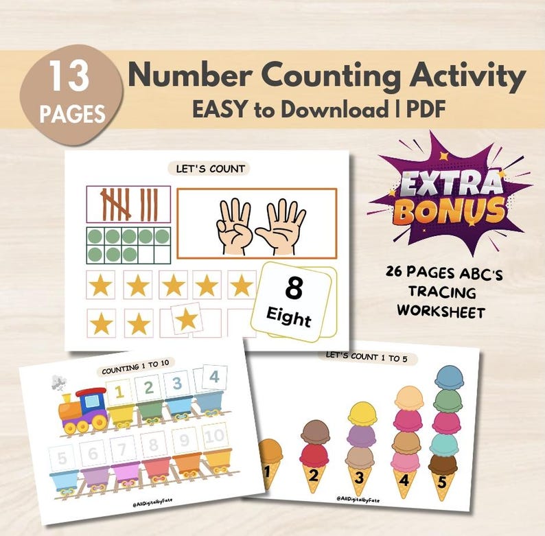 Montessori Number Counting Activity Toddler Busy Book Preschool ...