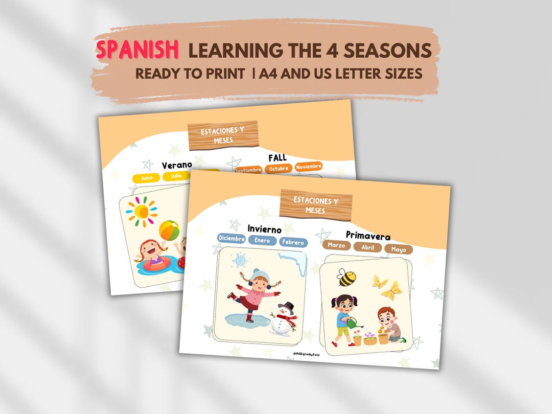 Spanish Busy Book Printable Season Spanish Quiet Book Montessori ...