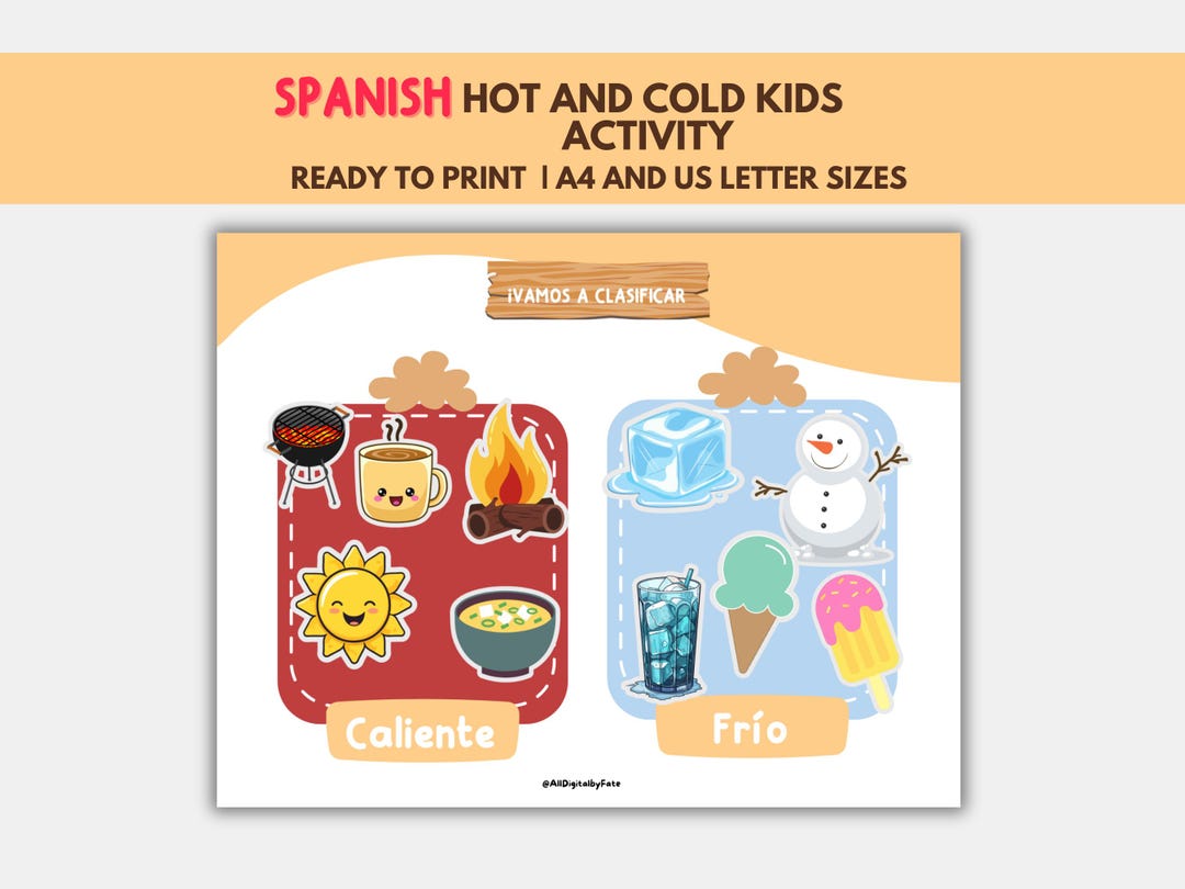 Hot and Cold Spanish Busy Book Printable Spanish Quiet Book Montessori ...
